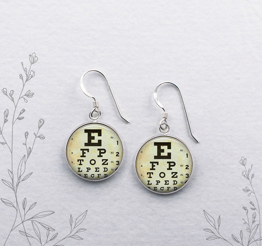 Eye Chart Sterling or Niobium Earrings, Optometrist Earrings Optician ...
