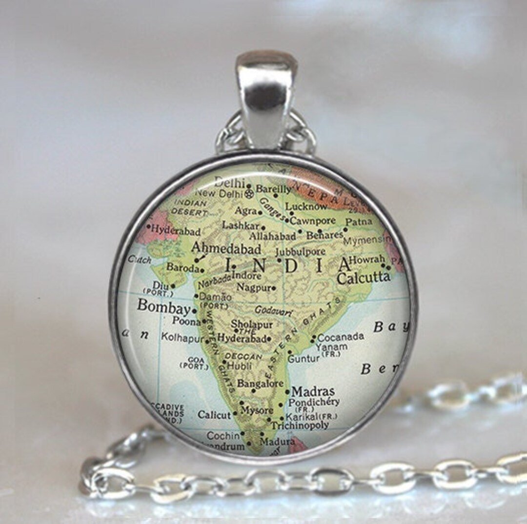 India Map Pendant, India Map Necklace Map Jewellery, Map Jewelry, Resin ...
