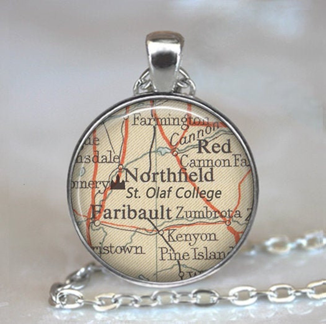 St Olaf College Necklace St Olaf Map Gift Alumni or College - Etsy