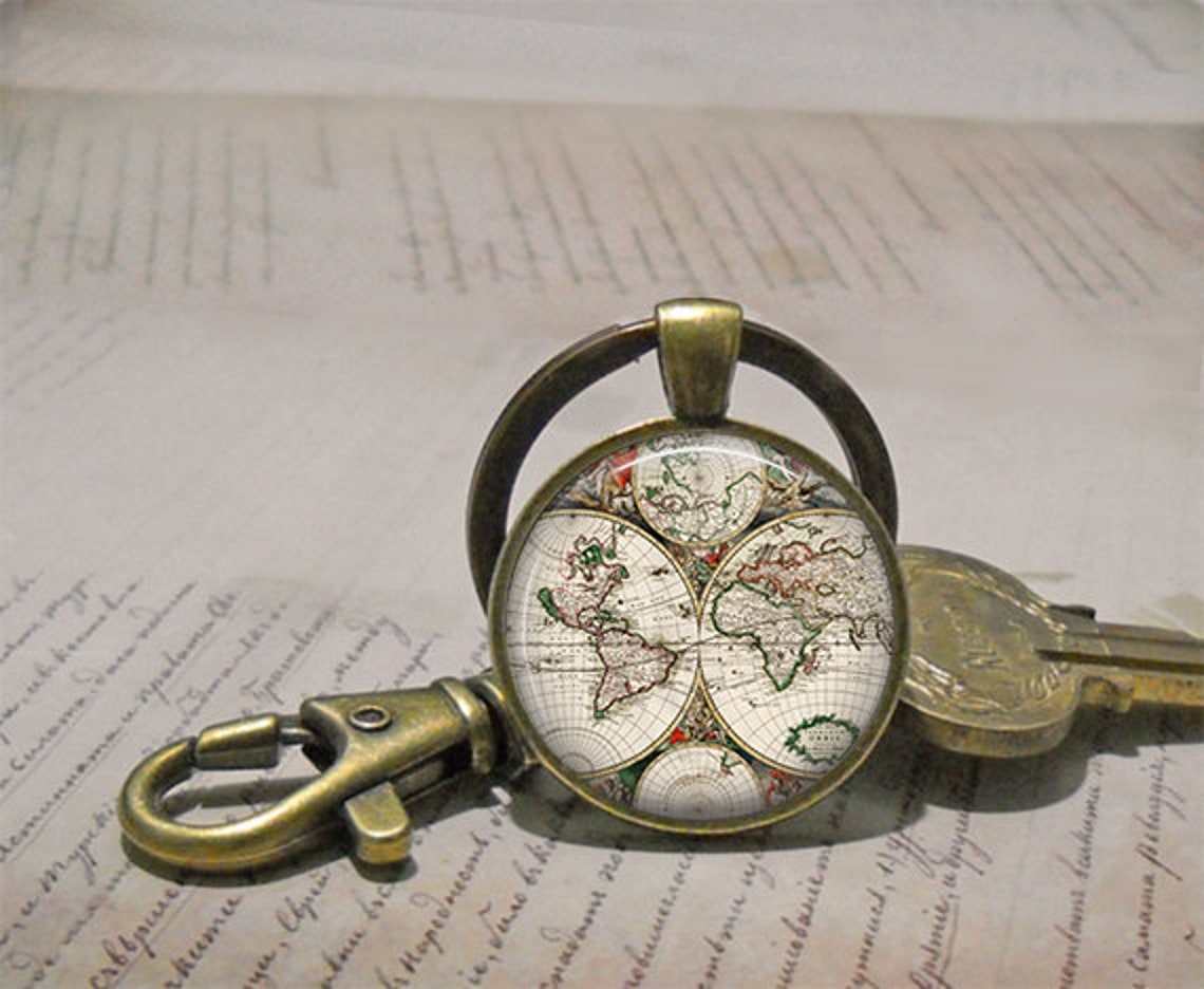 Antique World Map Pendant World Map Necklace Antique Map - Etsy