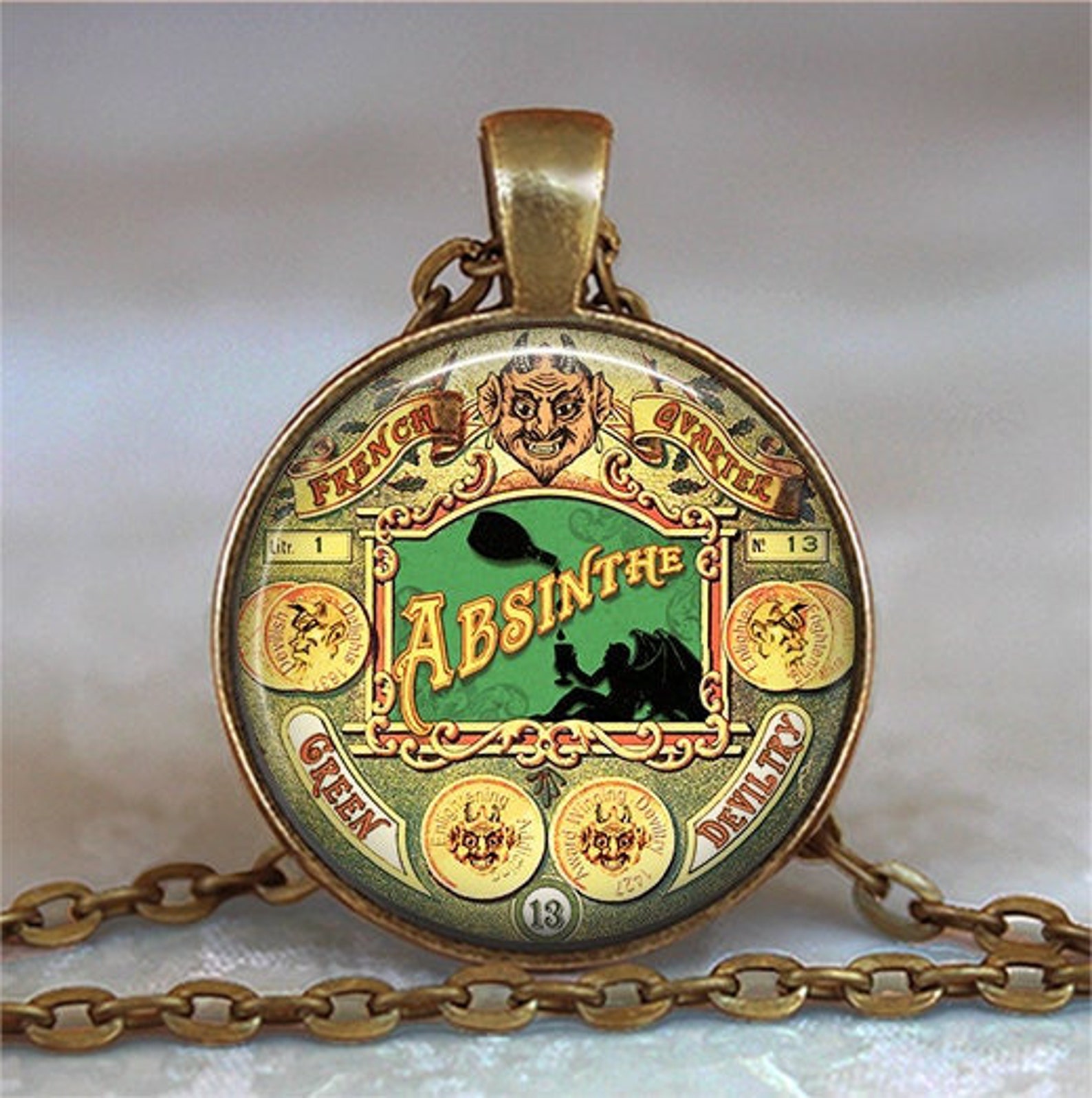 Green Devil Absinthe Necklace Absinthe Jewelry Halloween - Etsy