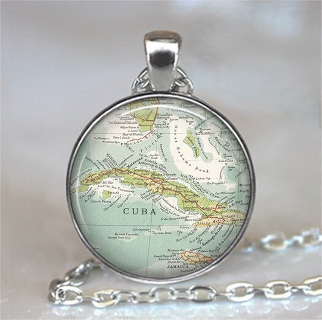 Cuba Map Pendant, Cuba Map Necklace, Map Jewelry, Cuba Pendant, Cuba ...