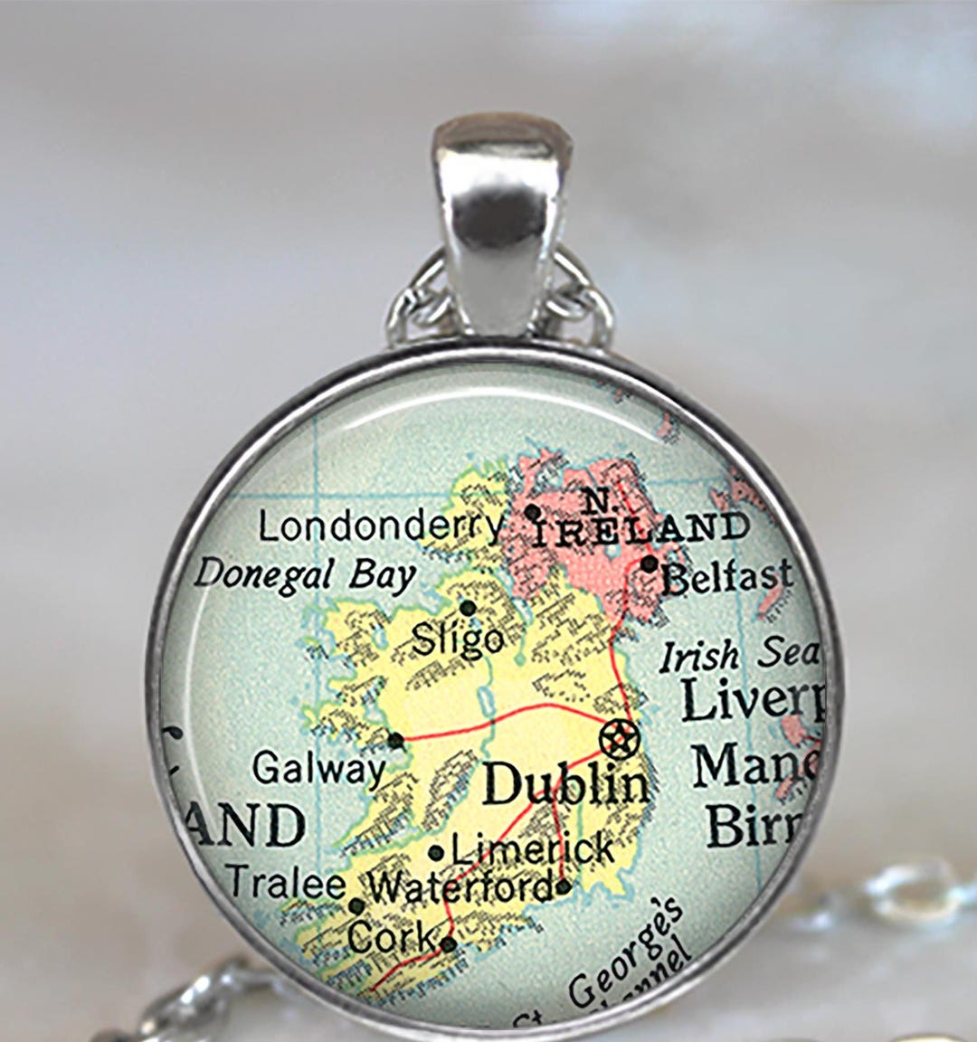 Ireland Map Necklace, Key Chain or Brooch, Ireland Pendant Ireland Map ...