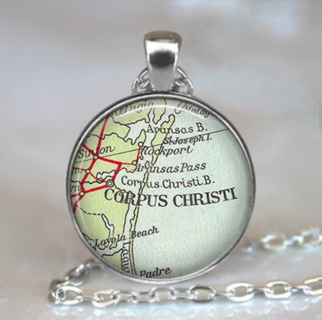 Corpus Christi, Texas Map Necklace or Key Chain, Corpus Christi TX Map ...