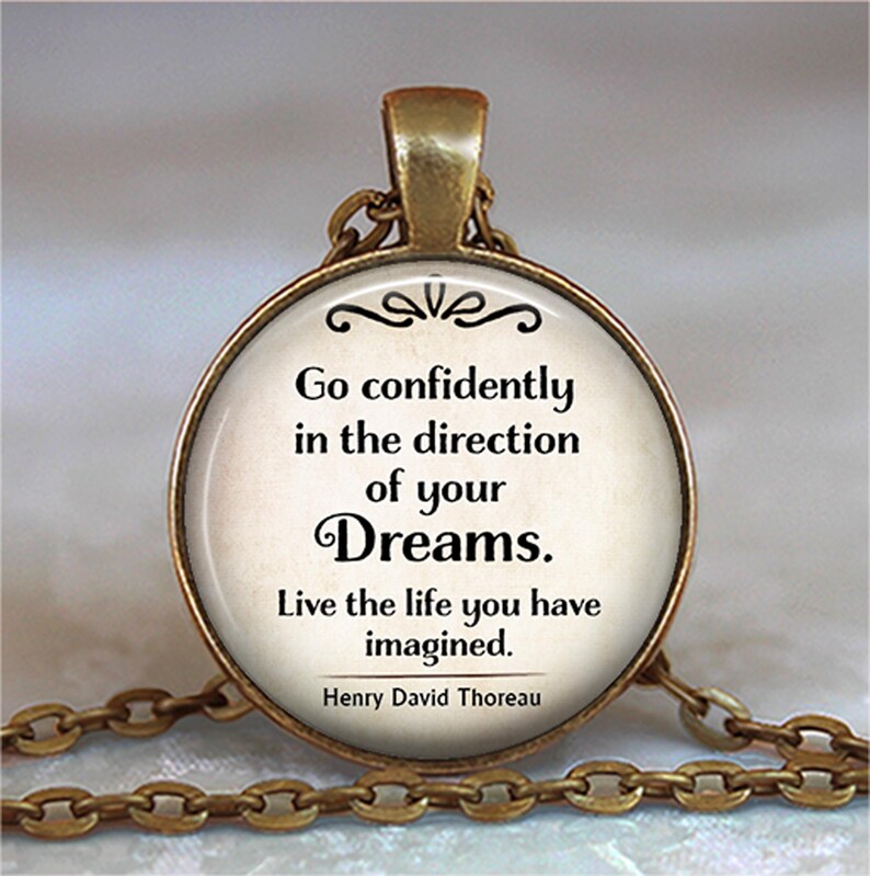 Go Confidently in the Direction of Your Dreams Quote Necklace, Key ...