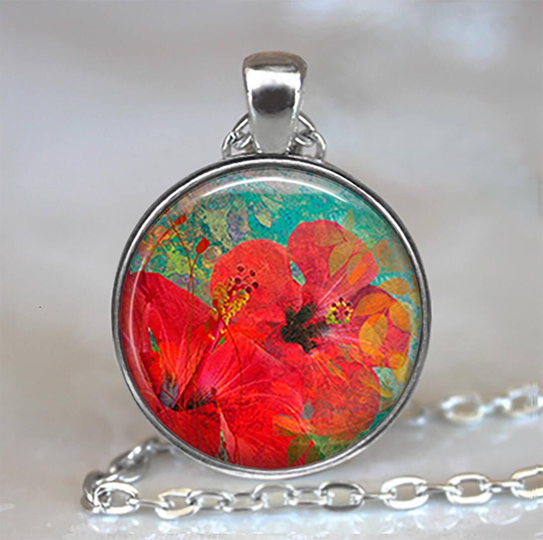 Summer Hibiscus Necklace or Key Chain, Hibiscus Flower Necklace ...
