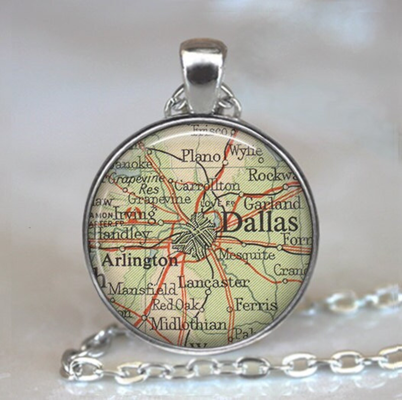 Dallas Map Pendant Dallas Map Necklace Dallas Pendant - Etsy