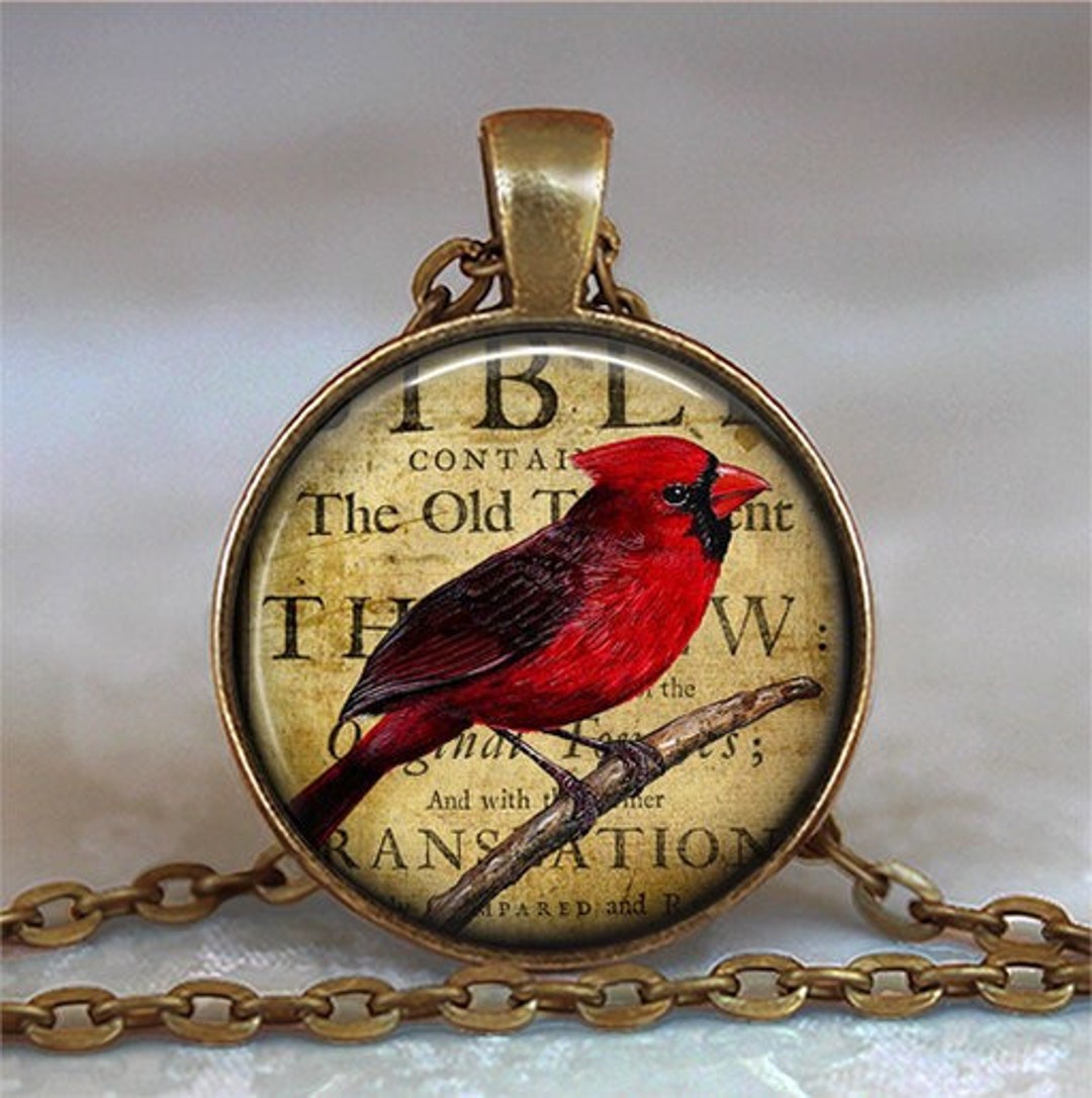 Redbird Art Necklace, Key Chain or Brooch, Redbird Gift Cardinal ...