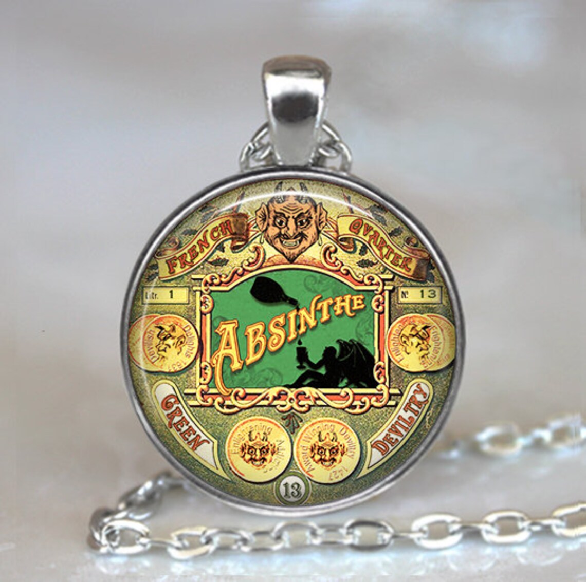 Green Devil Absinthe Necklace Absinthe Jewelry Halloween - Etsy