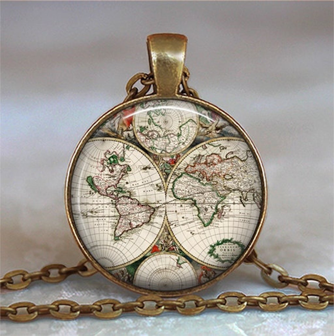 Antique World Map Pendant World Map Necklace Antique Map - Etsy