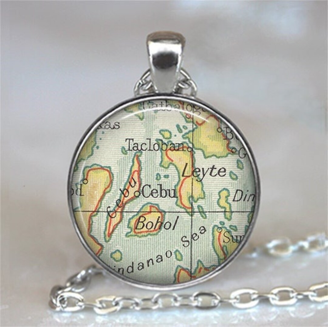 Cebu Philippines Map Necklace, Brooch or Key Chain, Tacloban Bohol ...