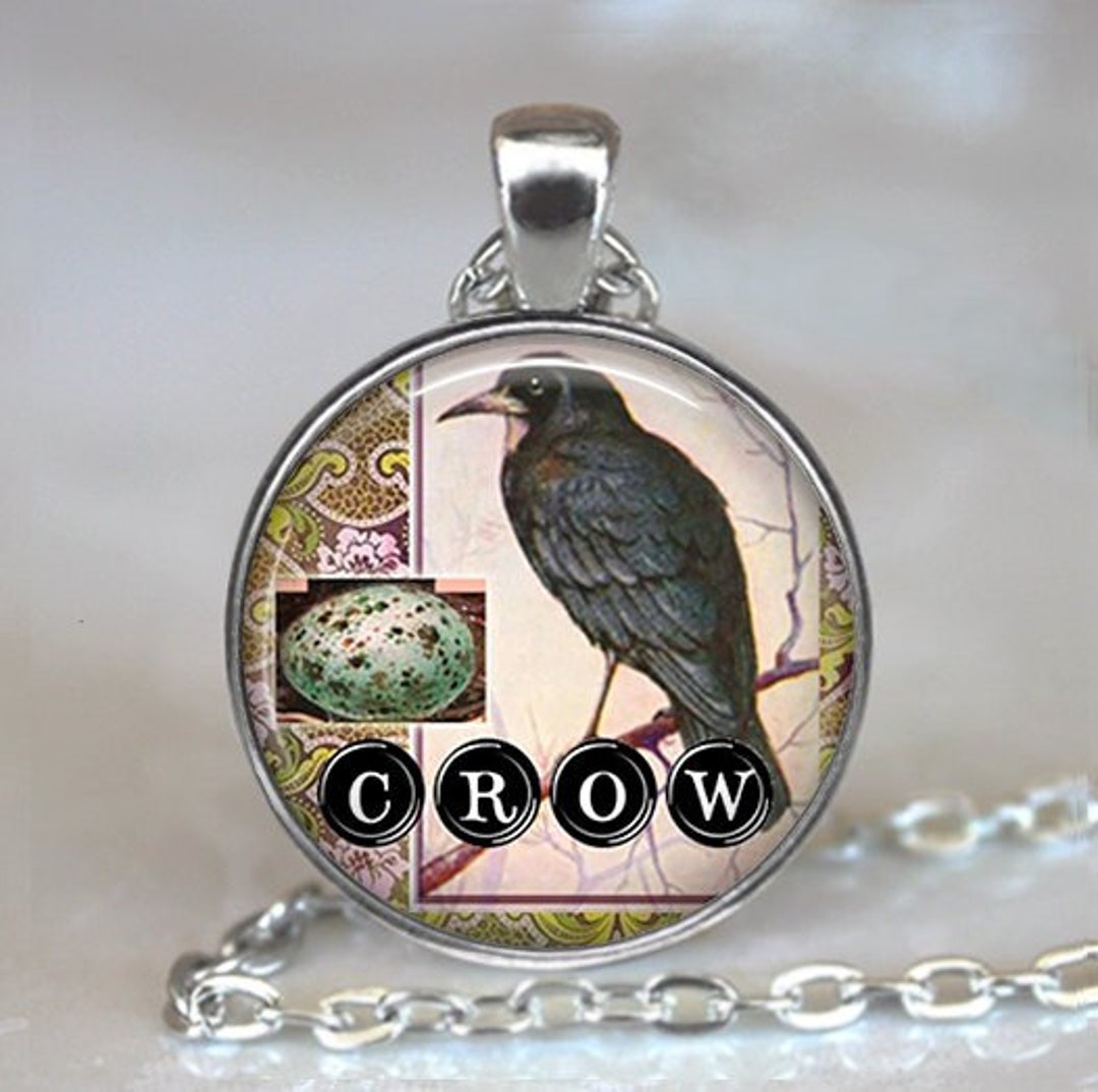 Crow Collage Necklace or Key Chain Crow Jewelry Crow - Etsy