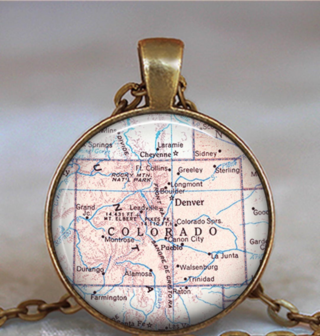 Colorado Map Necklace, Brooch or Key Chain, Colorado State Map Jewelry ...