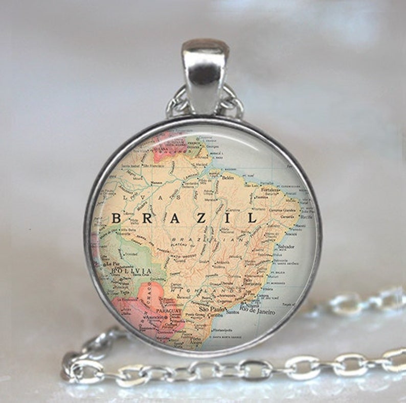 Brazil Map Pendant Brazil Pendant Brazil Map Jewelry Brazil - Etsy