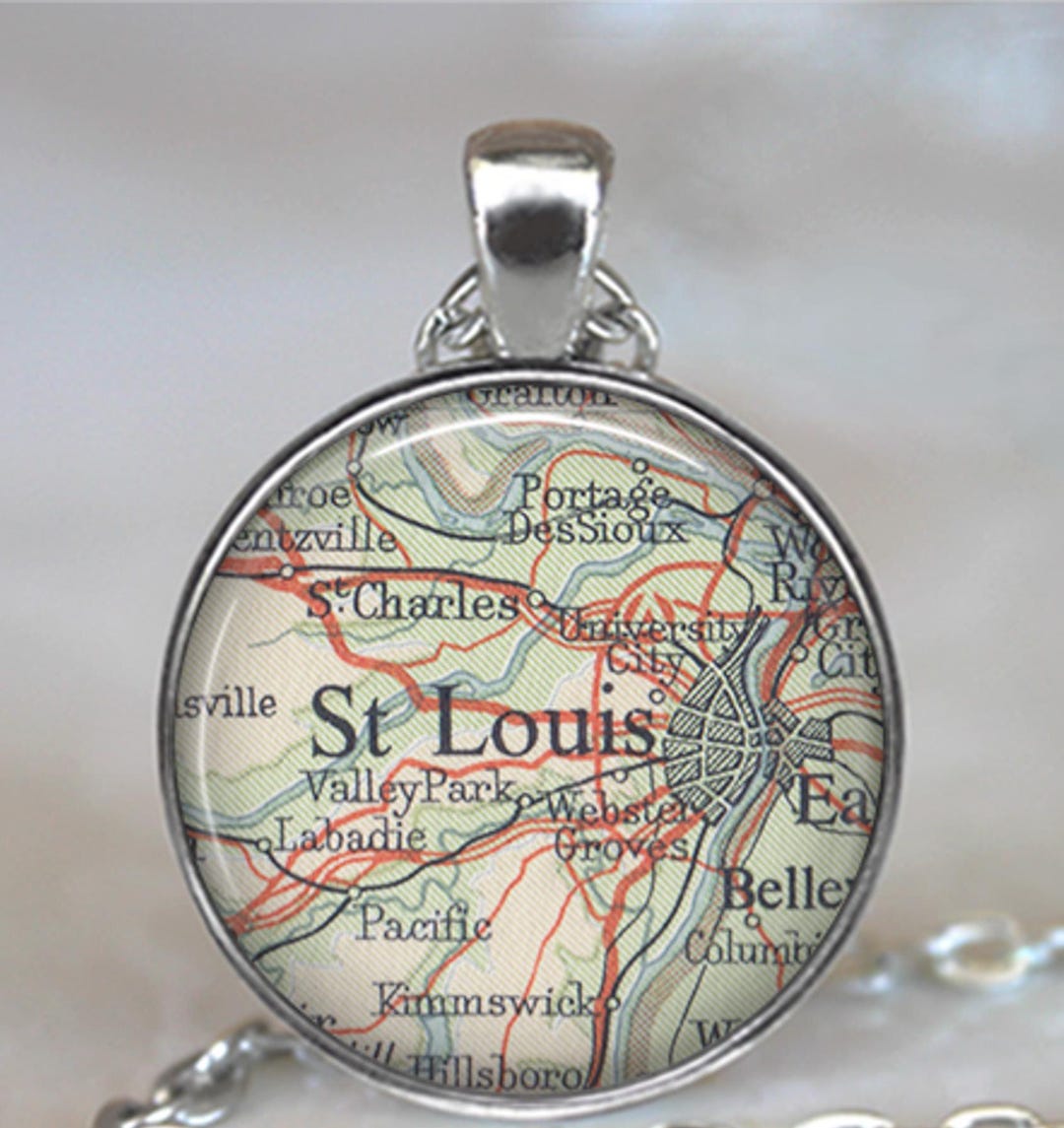 St. Louis, Missouri Map Necklace, Key Chain or Brooch Pin, St. Louis MO ...