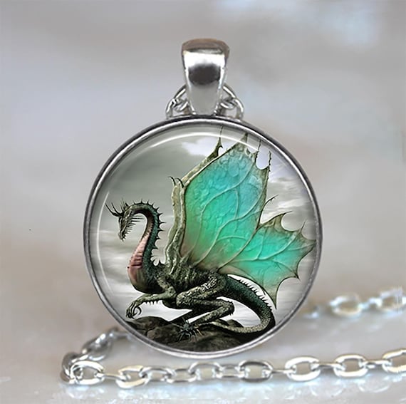 Jade Winged Dragon necklace brooch pin or key chain Jade Dragon gift dragon wing pendant fantasy art necklace key ring key fob Etsy
