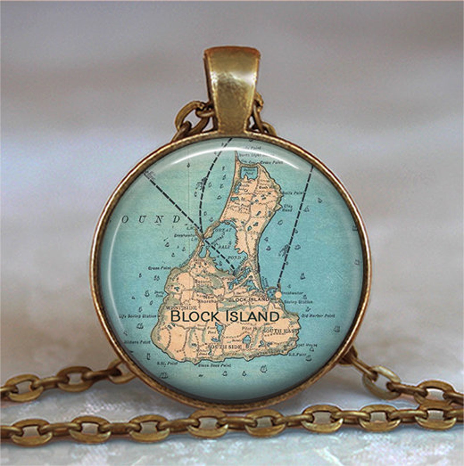 Block Island Map Necklace Block Island Necklace Block Island - Etsy