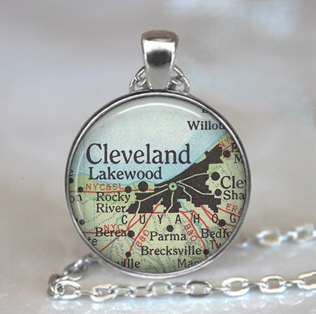 Cleveland Map Pendant, Cleveland Map Necklace, Cleveland Necklace ...