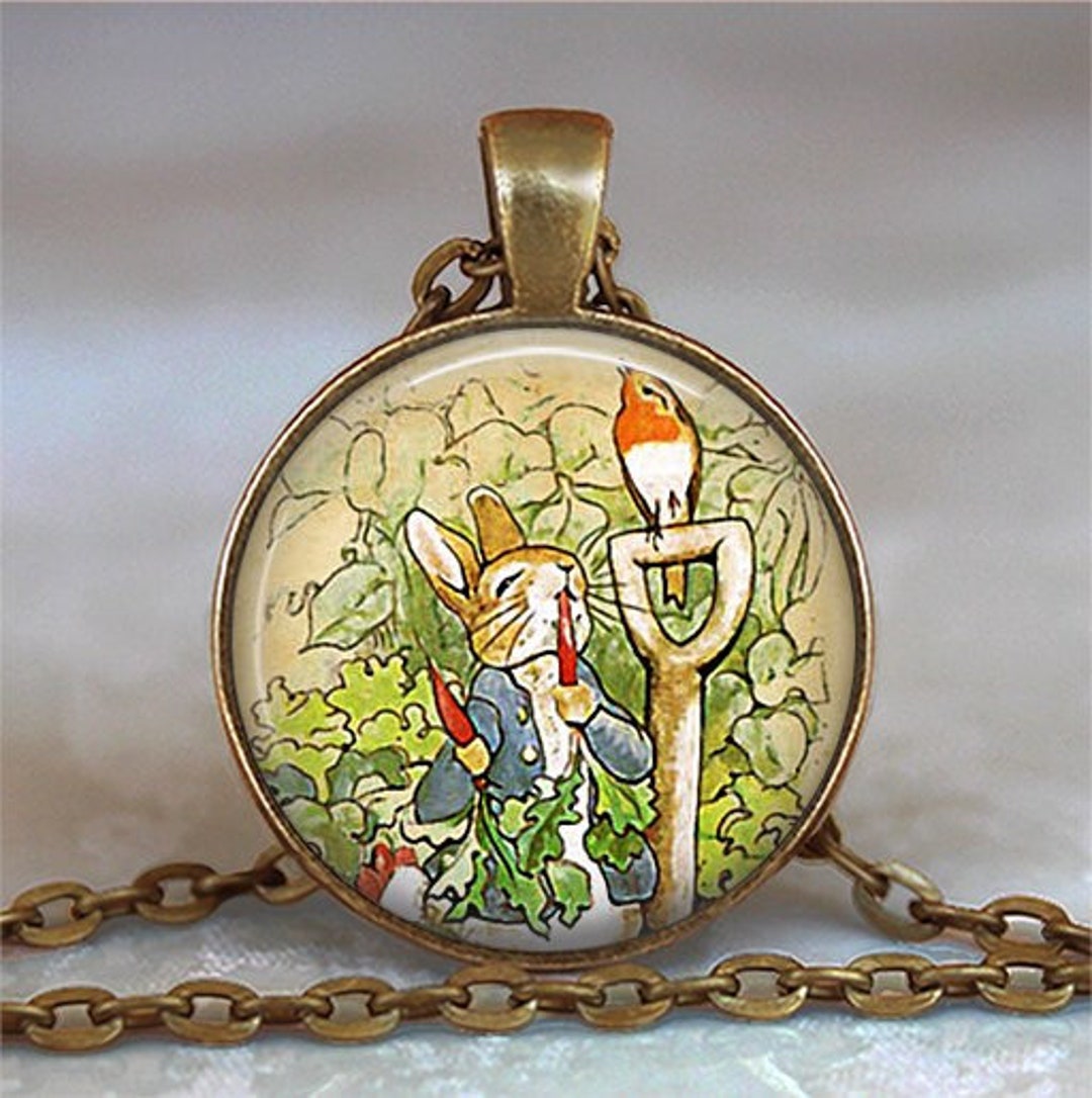 Peter Rabbit Necklace, Brooch or Key Chain, Bunny Rabbit Gift Easter ...