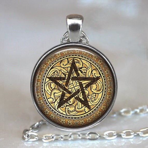 Golden Pentacle Necklace Golden Pentacle Pendant Wiccan | Etsy