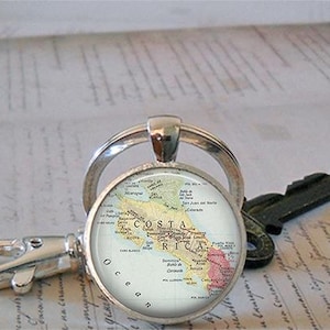 Costa Rica Map Necklace, Costa Rica Map Pendant, Costa Rica Pendant ...