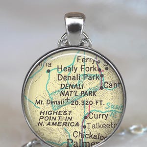 Denali National Park Map Necklace, Key Chain or Brooch, Mt Denali ...