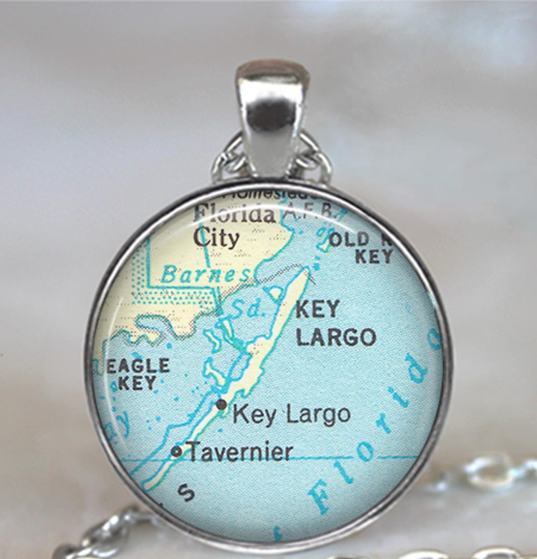 Key Largo Map Necklace, Key Chain or Brooch, Tavernier Florida Keys ...