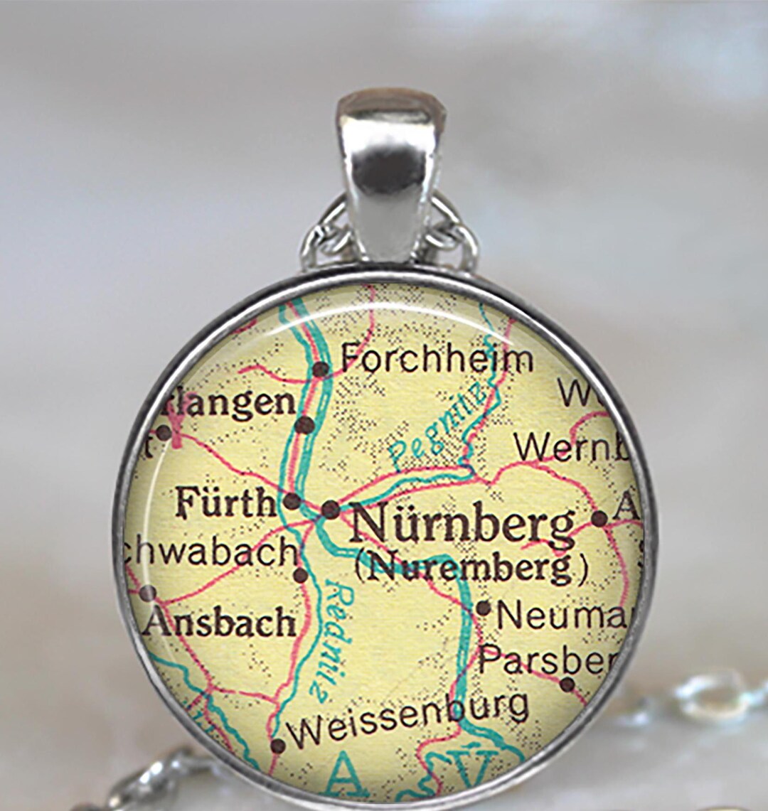 Nuremberg Map Necklace, Nuremberg, Germany Map Pendant Map Jewelry ...