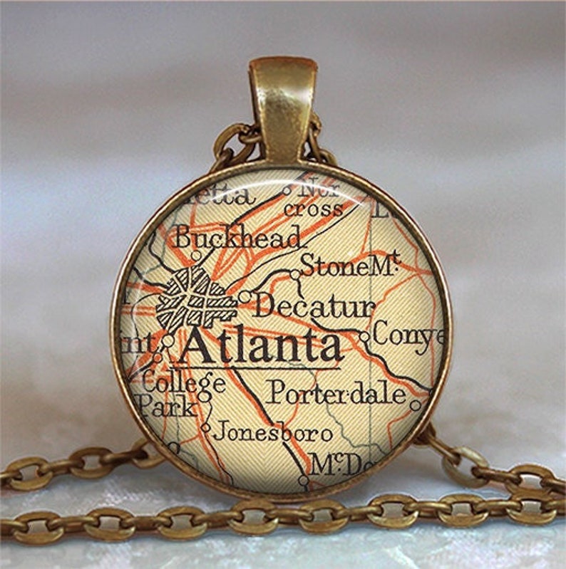 Atlanta Map Necklace Atlanta Map Pendant Atlanta Necklace | Etsy