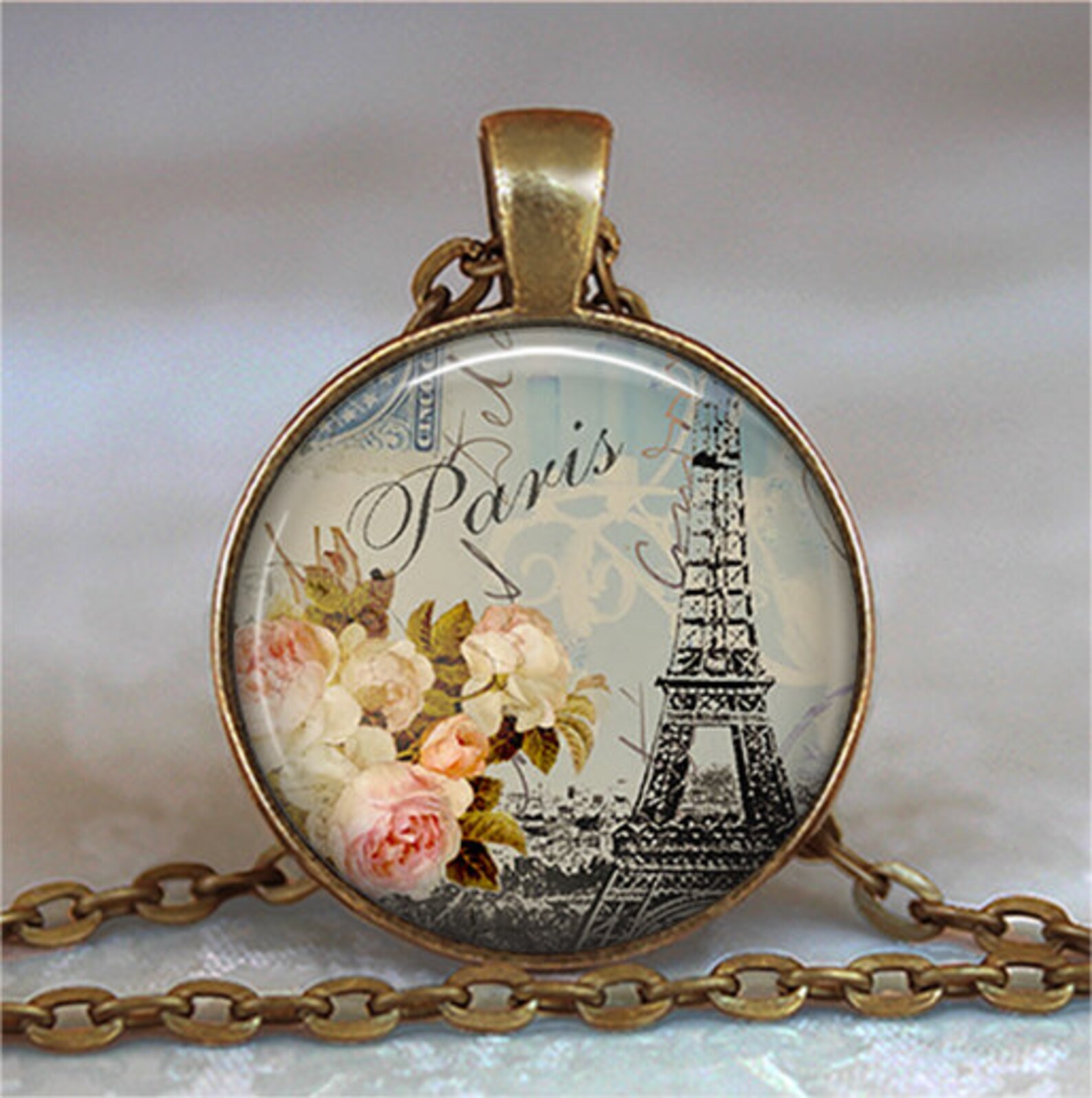 Shabby-chic Paris Pendant Paris Necklace Eiffel Tower - Etsy