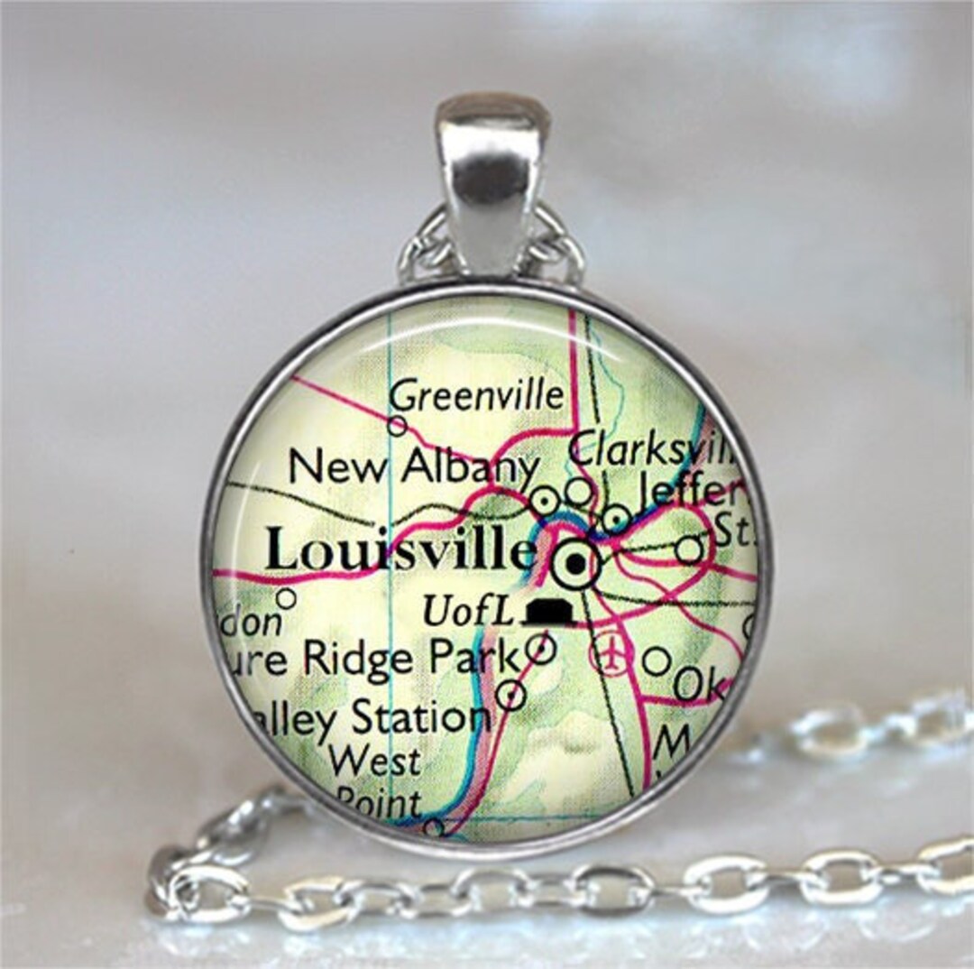 University of Louisville Map Necklace, Key Chain or Brooch, College Map ...