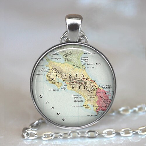 Costa Rica Map Necklace Costa Rica Map Pendant Costa Rica | Etsy