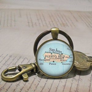 Puerto Rico Map Necklace, Key Chain or Brooch, Puerto Rico Map Gift ...