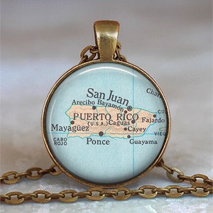 Puerto Rico Map Necklace, Key Chain or Brooch, Puerto Rico Map Gift ...