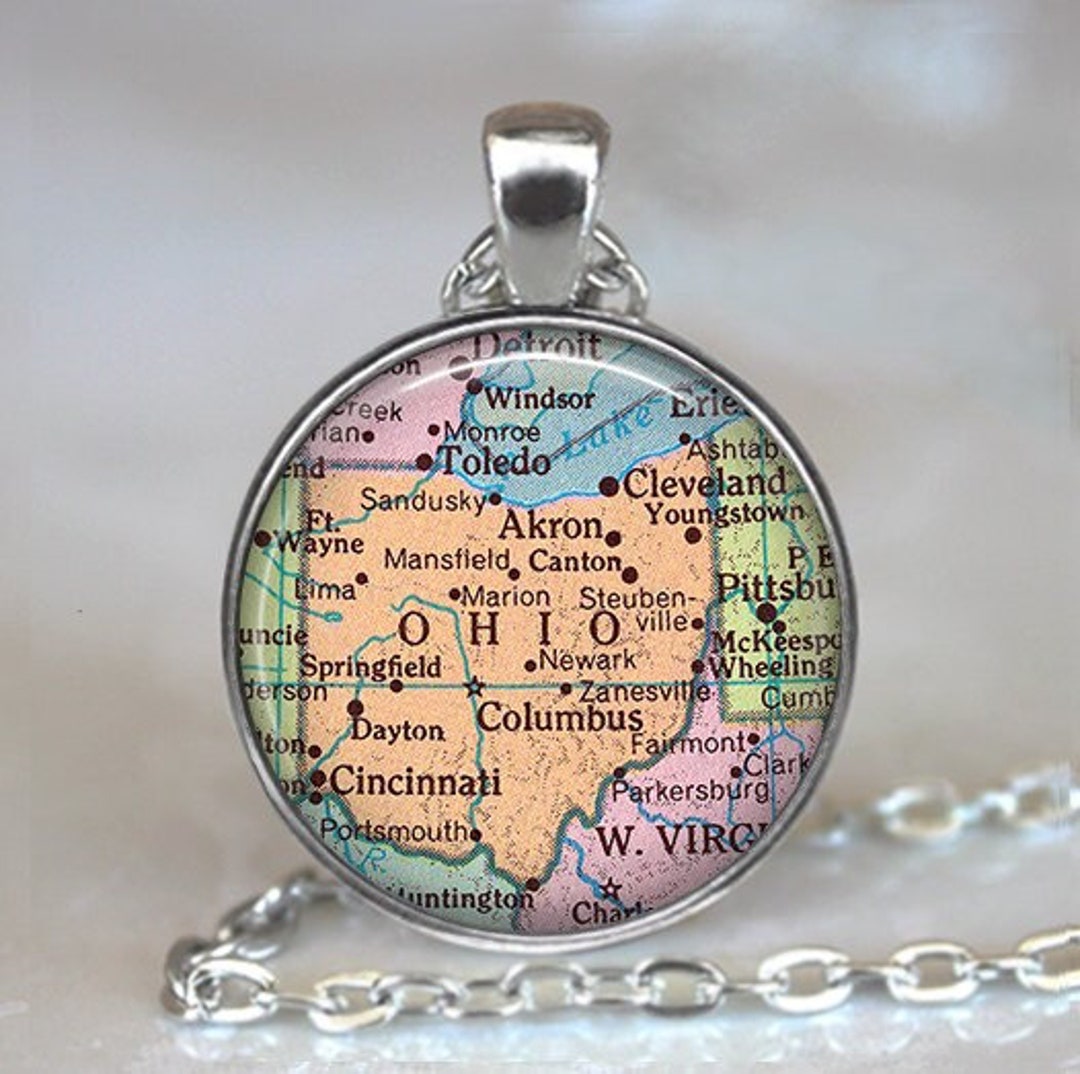 Ohio Map Necklace, Key Chain or Brooch, Ohio Map Gift Home State Map ...