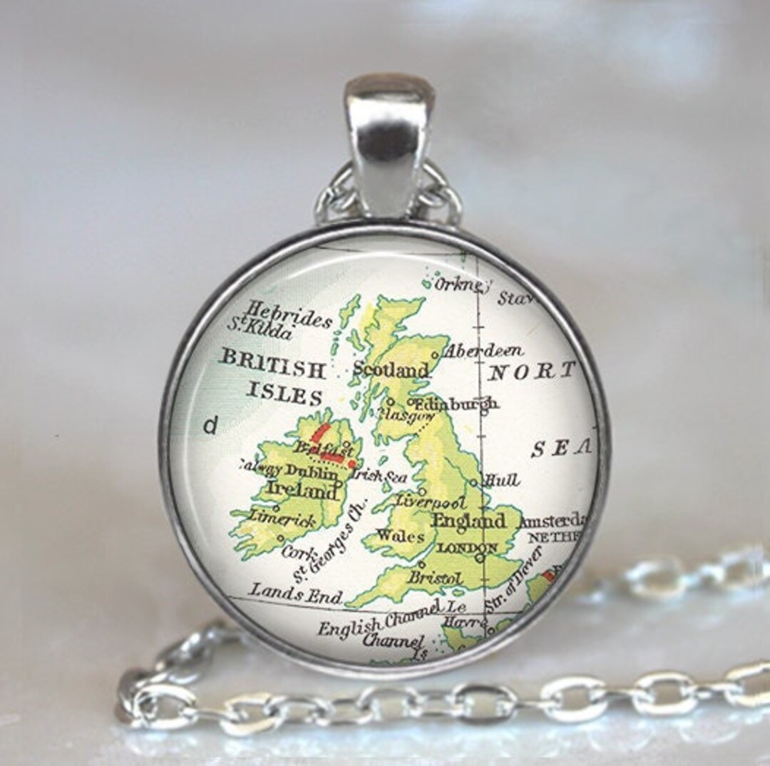 British Isles Map Necklace, Key Chain or Brooch, Map of England Great ...