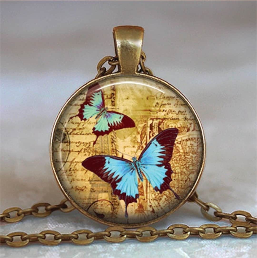 Blue Butterflies Necklace, Blue Butterflies Pendant Butterfly Jewelry ...