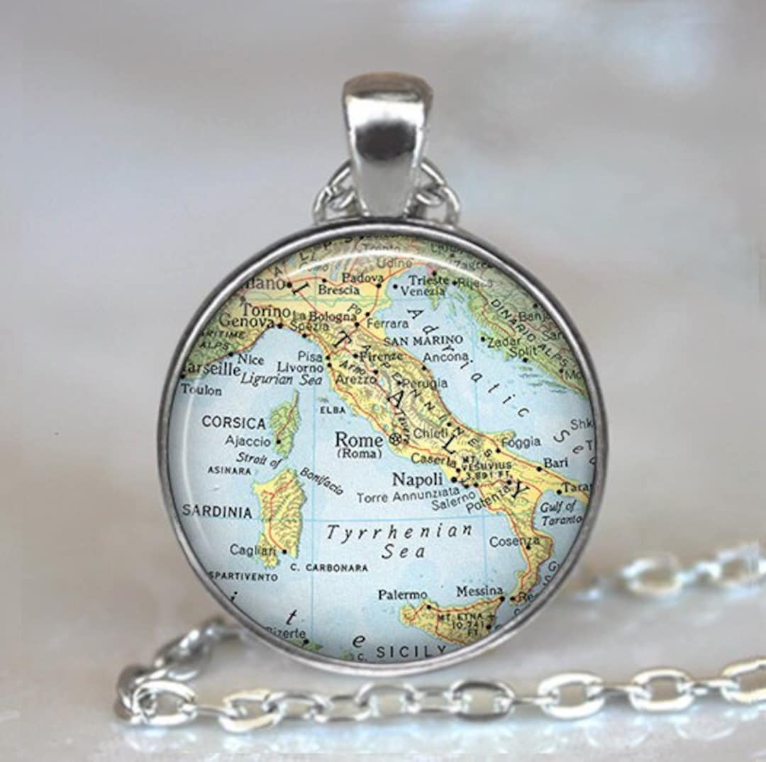 Italy Vintage Map Pendant, Italy Pendant Italy Necklace Italy Map ...