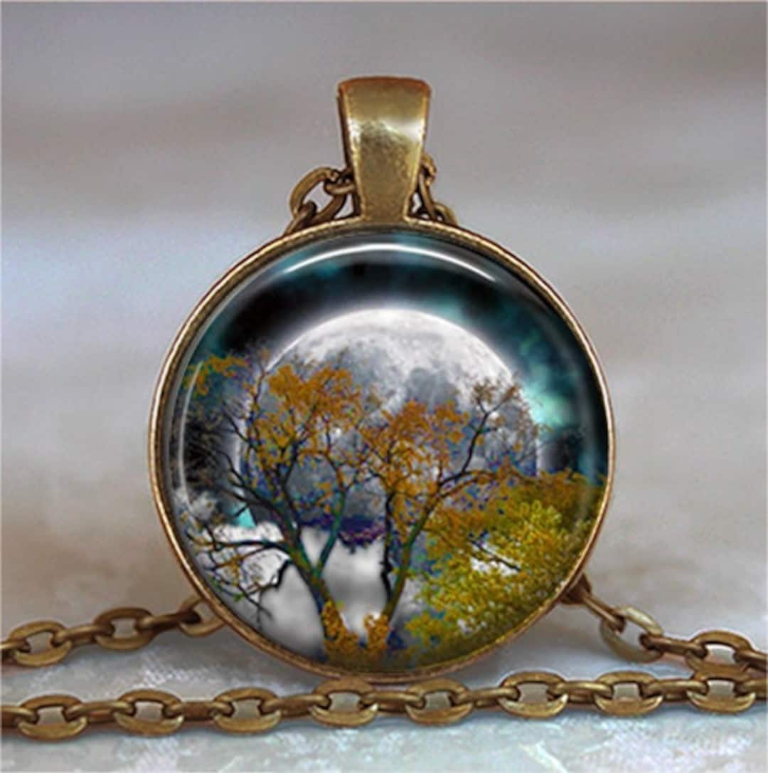 Autumn Equinox Brooch Pin, Necklace or Key Chain, Full Moon Jewelry ...