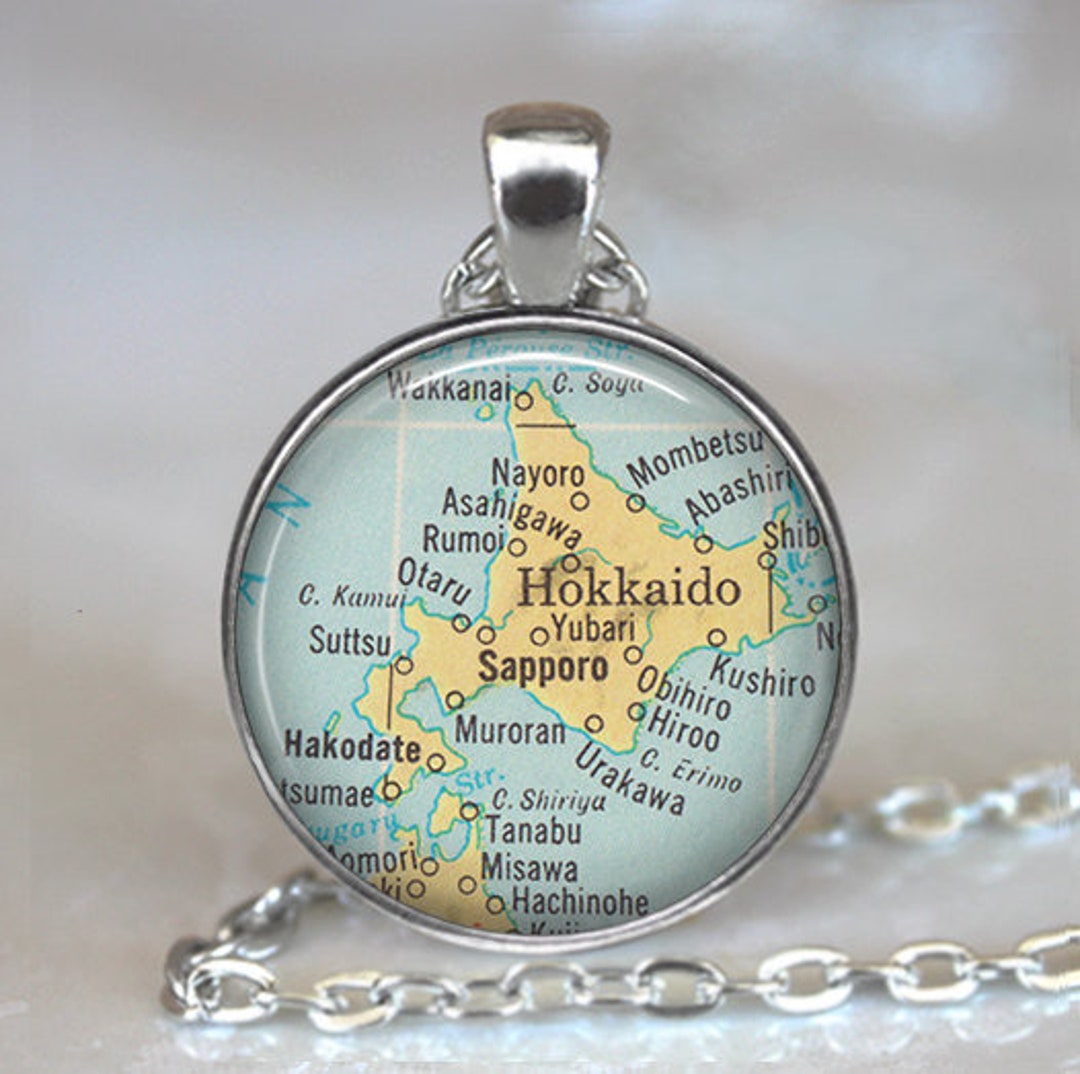 Hokkaido Map Necklace, Key Chain or Brooch, Hokkaido Japan Necklace ...