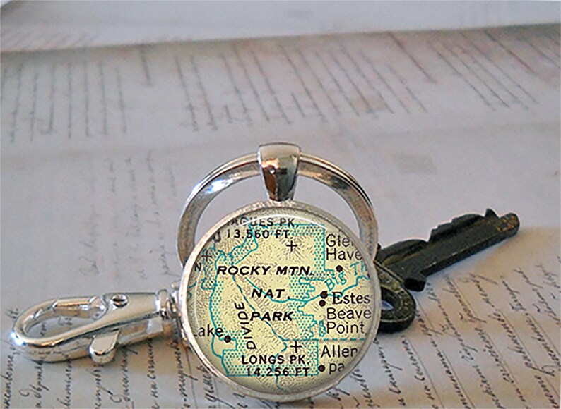 Rocky Mountain National Park Map Necklace, Key Chain or Brooch Rocky ...