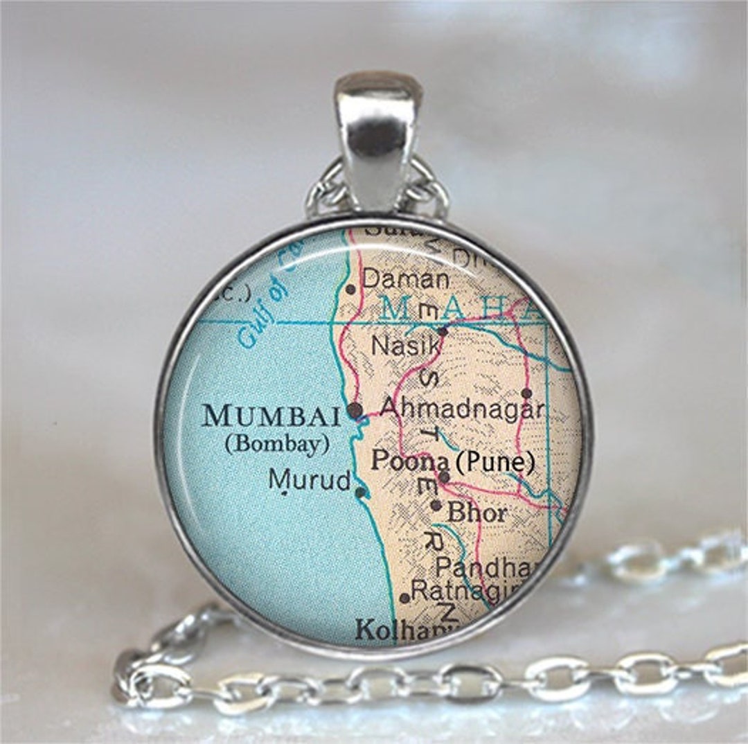 Mumbai India Map Necklace or Key Chain Bombay Map Jewelry - Etsy