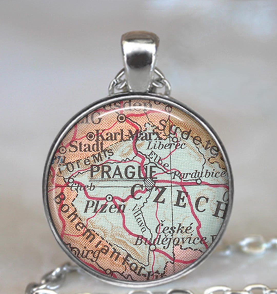 Prague Map Necklace, Key Chain or Brooch, Travel Gift Globetrotter Gift ...
