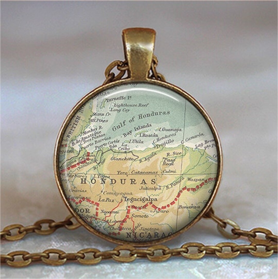 Honduras Map Necklace or Key Chain, Honduras Pendant, Home Country Map ...