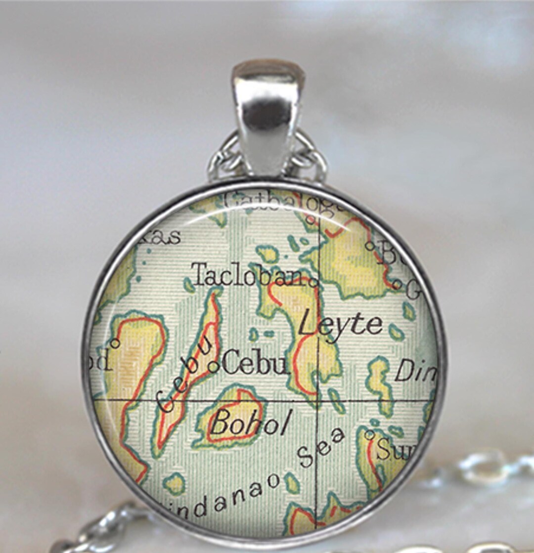 Cebu Philippines Map Necklace, Brooch or Key Chain, Tacloban Bohol ...