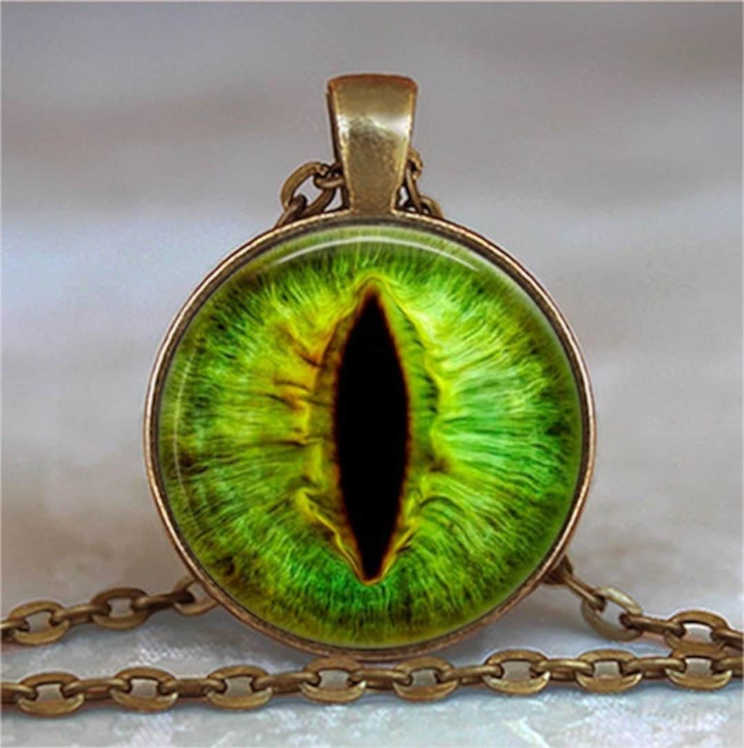 Emerald Dragon Eye Necklace or Key Chain, Lucky Charm Dragon Pendant ...