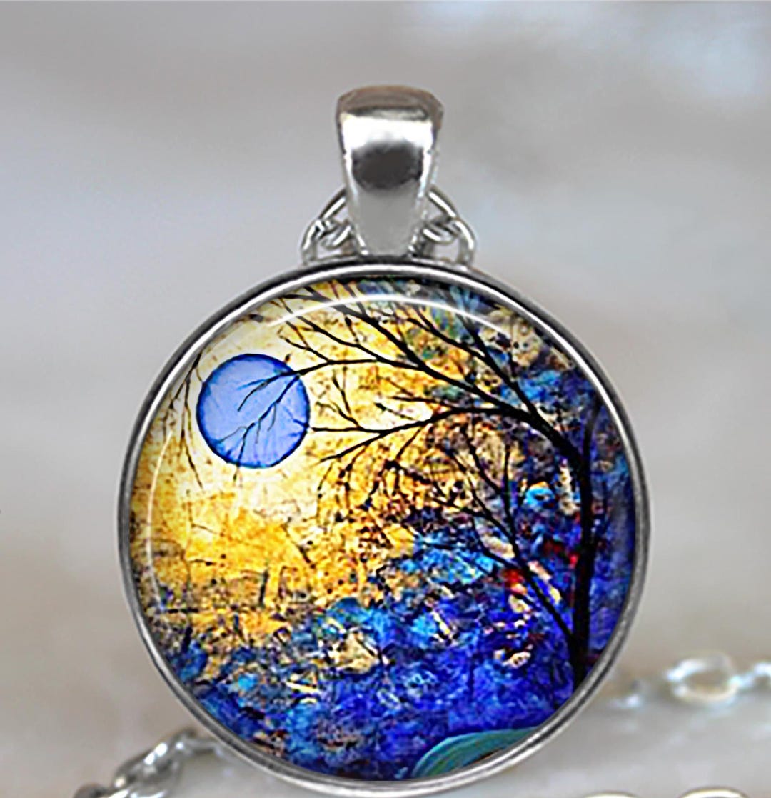 Winter Blue Moon Necklace, Key Chain or Brooch, Blue Moon Jewelry Full ...