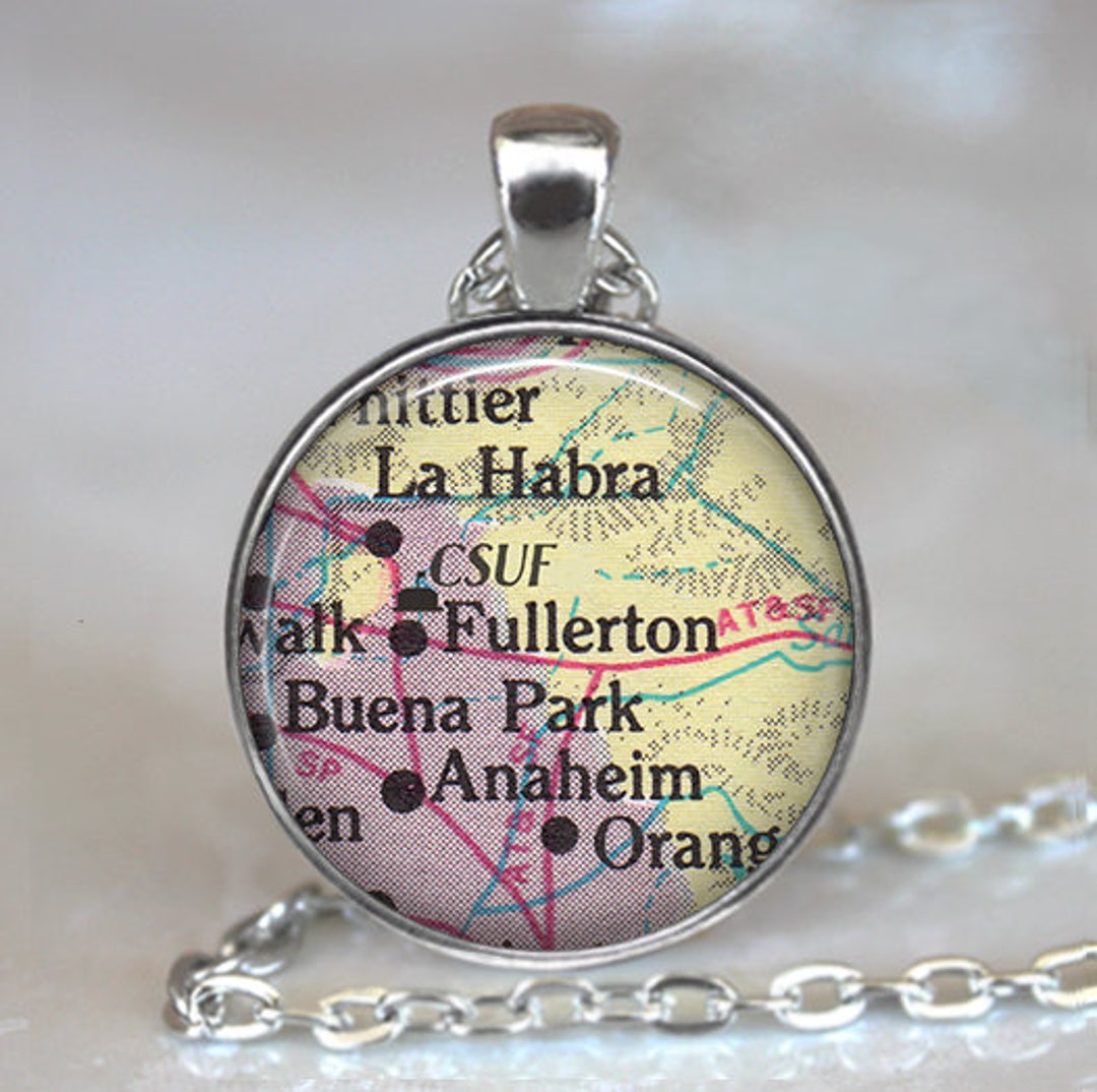 CSUF Map Necklace or Keychain California State University at - Etsy