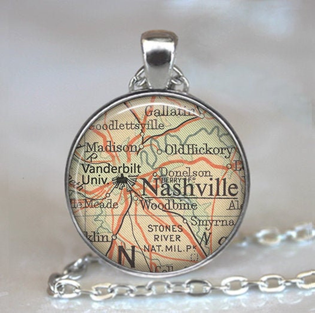 Vanderbilt University Necklace, College Pendant Nashville Tennessee Map ...