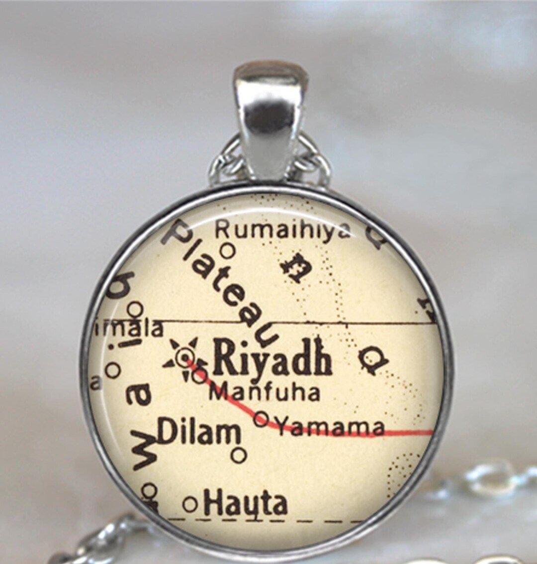 Riyadh, Saudi Arabia Map Necklace, Key Chain or Brooch, Dilam Hauta SA ...